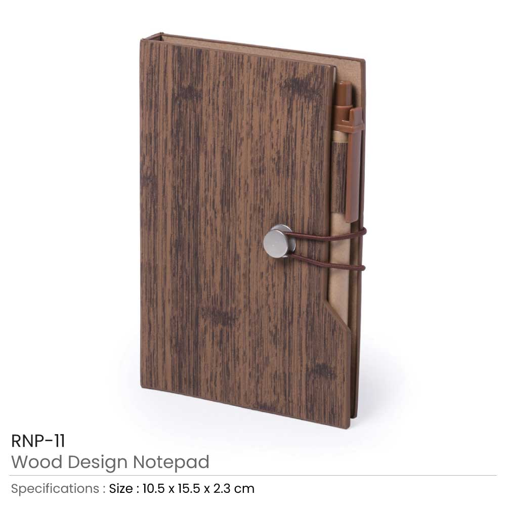 Wood Design Notebook with Sticky Note and Pen | Promotional Gifts ...