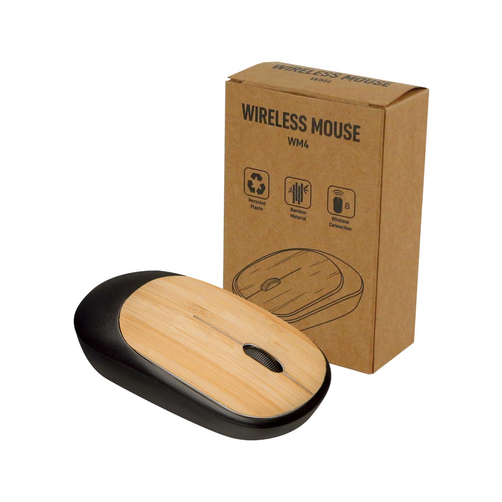 Bamboo Wireless Mouse in Black Color | Promotional Gifts, Customised ...