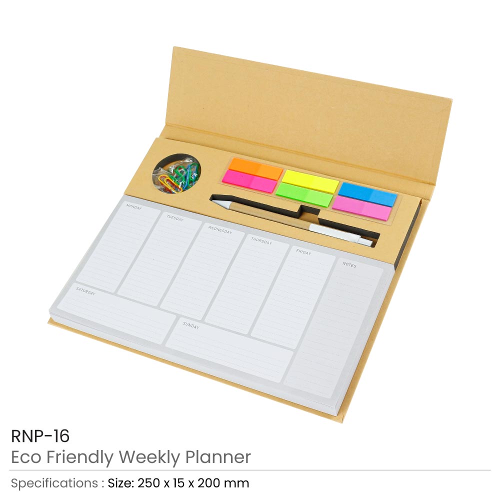 Eco-Friendly Weekly Planner Kit with Pen, Clip, Sticky Notes ...