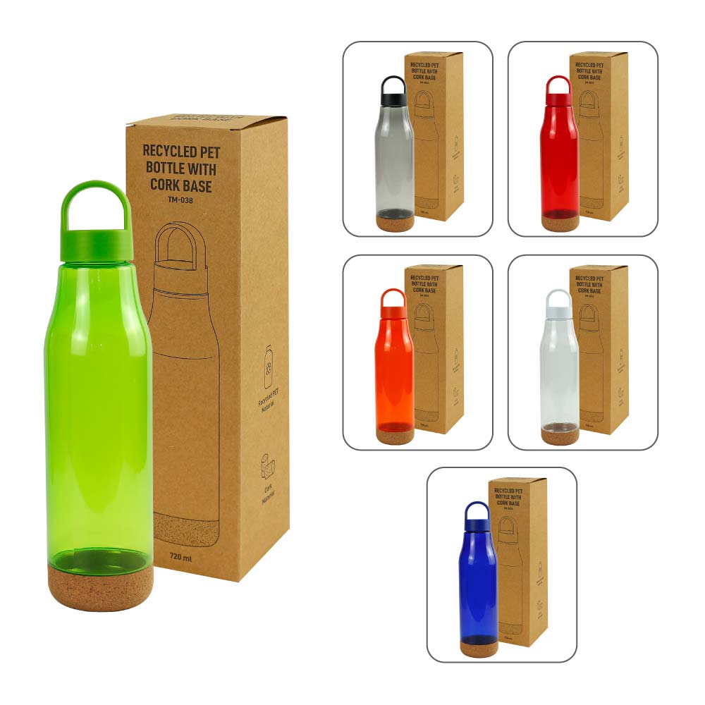 rPET Bottles with Cork Base, Twist-off Lid, Handle 720ml | Promotional ...