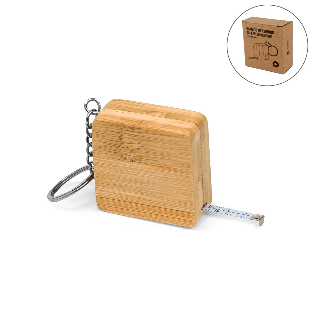 Bamboo Retractable Measuring Tape Keychains | Promotional Gifts ...