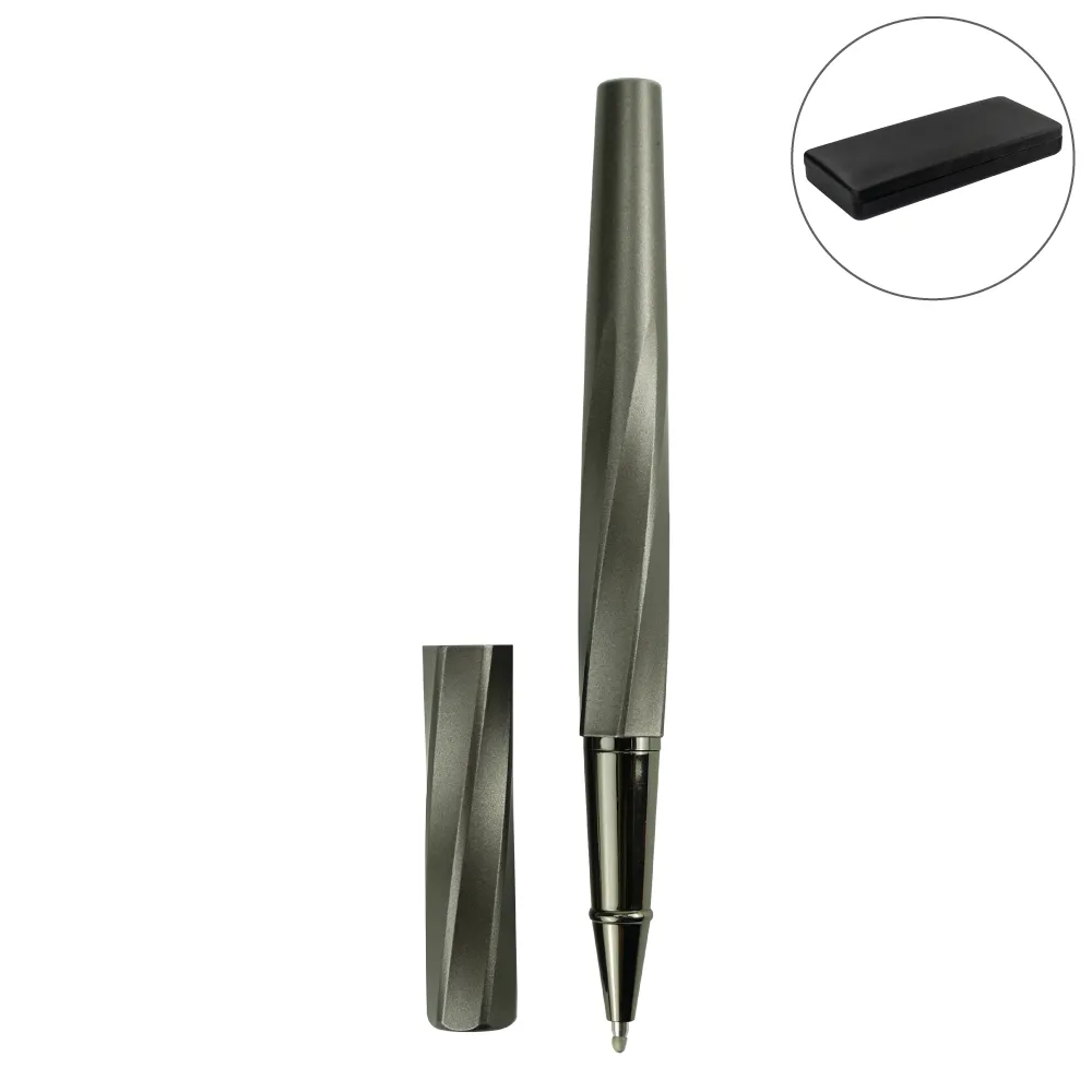 Rollerball Pens Swirl Design in Gunmetal Finish with PU Leather Box ...